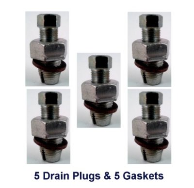 (5) 1/2" 20 Single Piggyback Oversized 3/4" Hex Drain Plugs & (5) Fiber ...