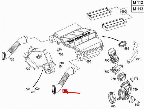 NEW MERCEDES-BENZ E-CLASS W211 LEFT AIR HOSE A1120943582 OEM NO DUTY TO ...