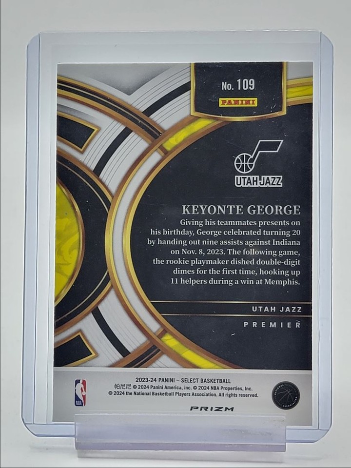 KEYONTE GEORGE 2023-24 SELECT PREMIER ROOKIE CRACKED ICE BLUE PRIZM RC ...