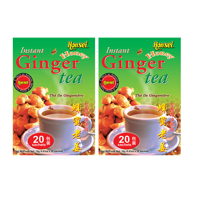 Honsei Instant Ginger Honey Tea, 18 g/0.63 oz., 20 Sachets Each Box - 2 ...