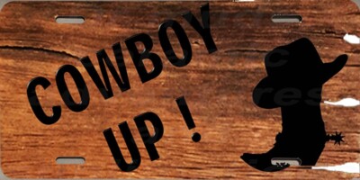COWBOY UP Rodeo Lovers Metal License Plate | eBay