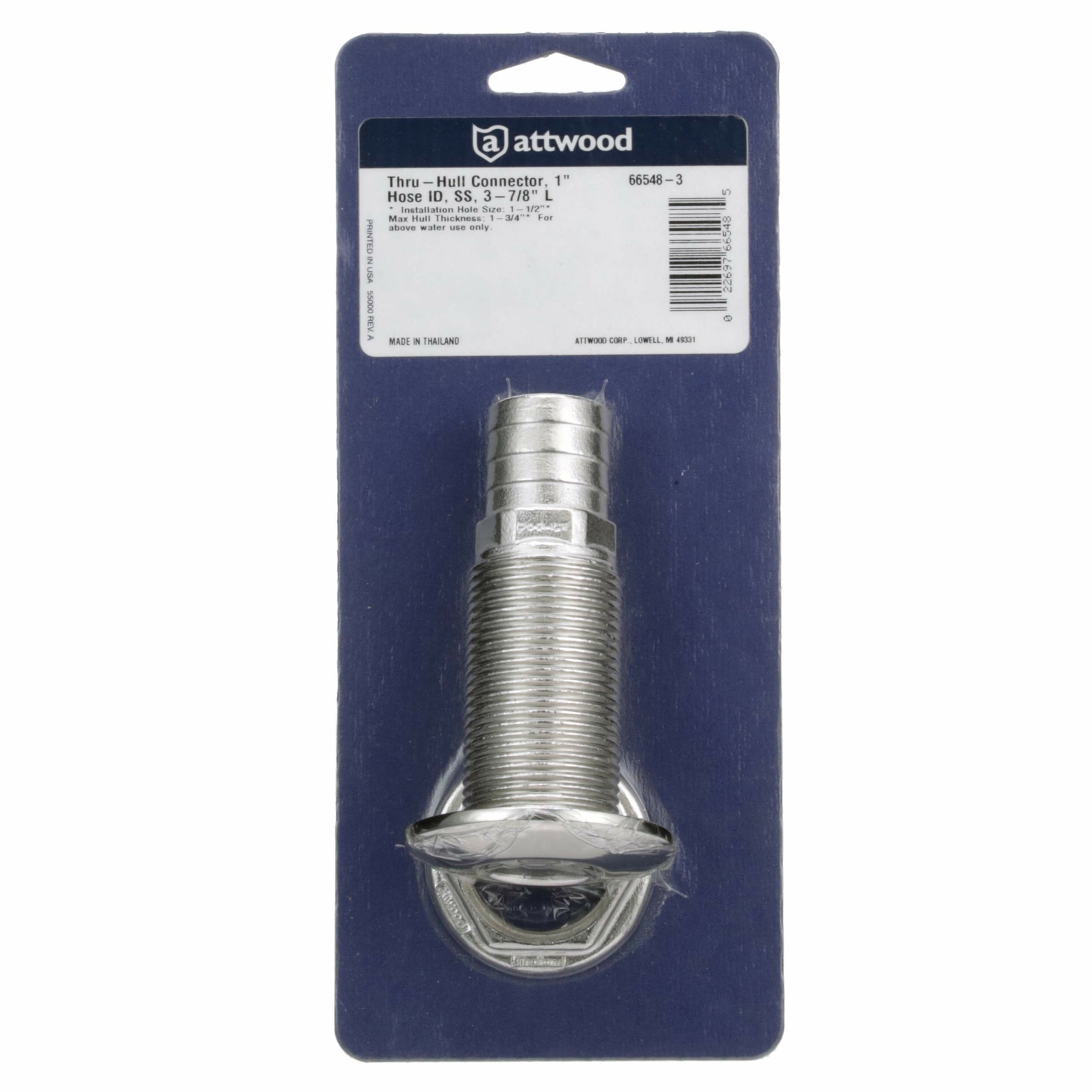 attwood 66547-3 Stainless Steel Straight Thru-Hull Valve Fitting ...