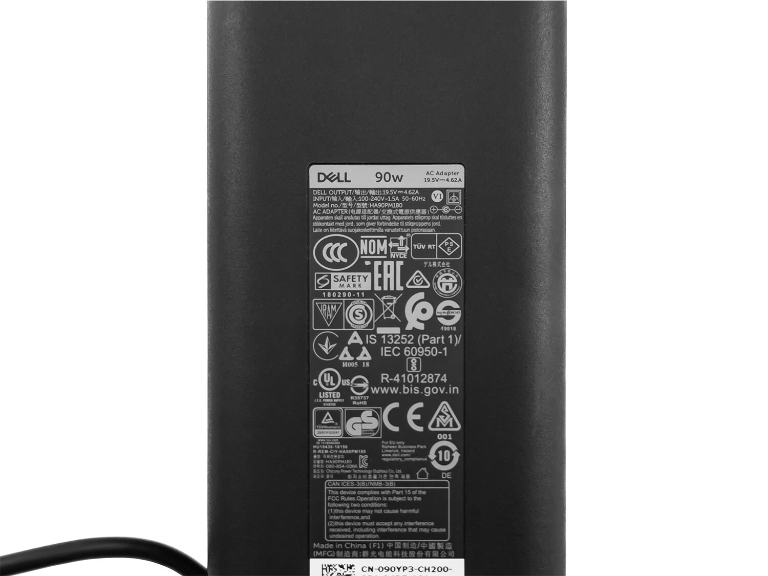 Genuine DELL Slim 90W AC Adapter 7.4mm L tip Charger & Cable HA90PM180 ...