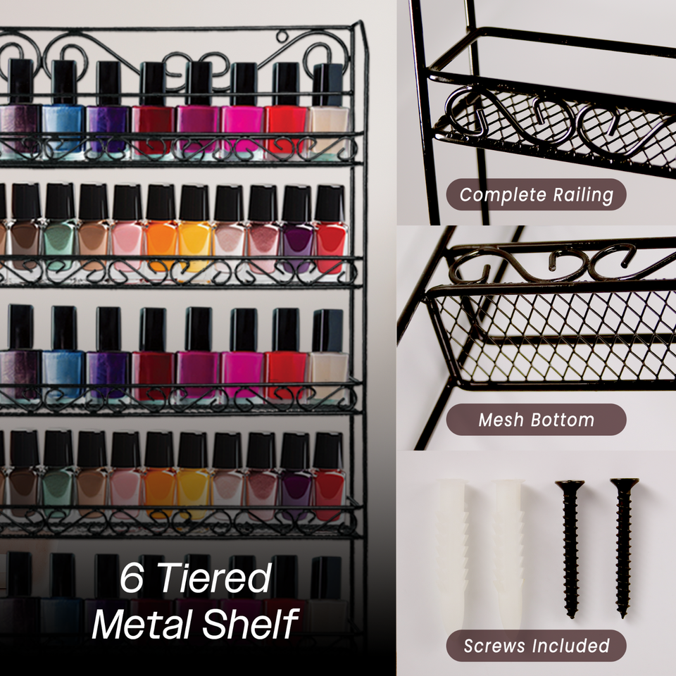 Metal Wire Nail Polish Display Organizer Wall Rack (Hold 90 to 100 ...