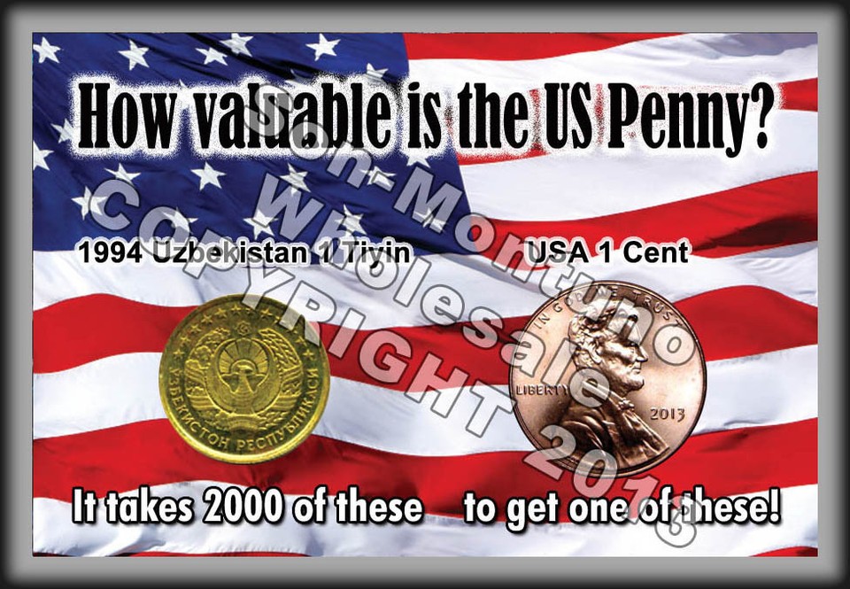 WHOLESALE "WORLD'S MOST WORTHLESS COIN" Display with 2012 Canada Penny ...