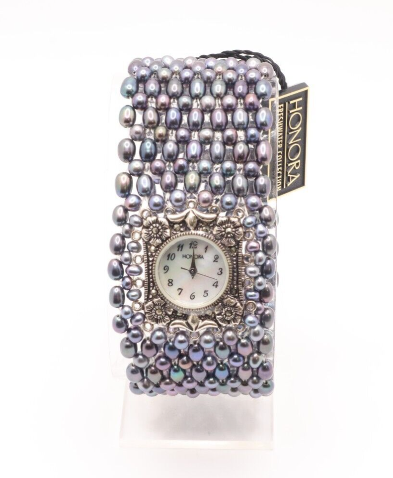 Honora 35mm Marcasite & Fresh Water Pearl Bracelet Quartz Watch w/MOP ...