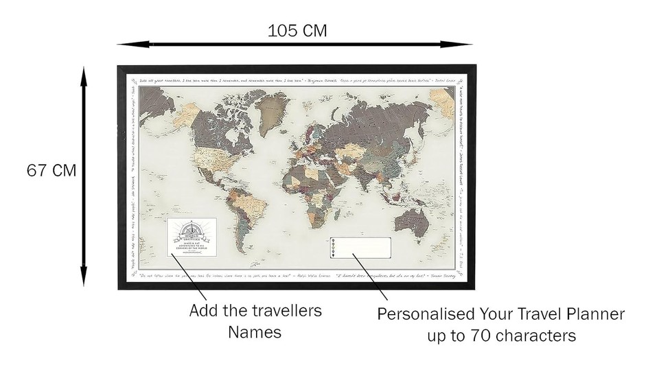 Personalised World Map Poster Huge World Map Poster, Wall, Travel Gift ...