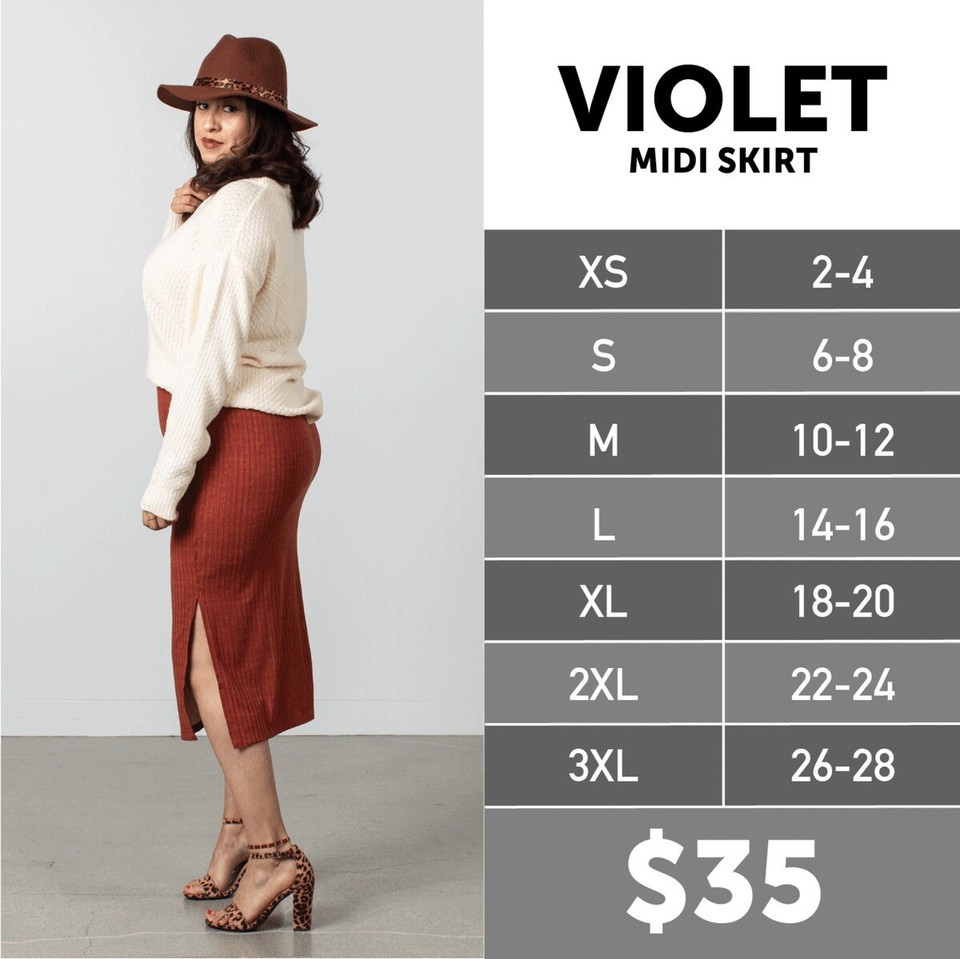 Lularoe Violet 3xl Midi Skirt M Heather Gray Stretchy Flat Waistband ...