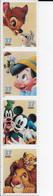 US Scott 3865-68, The Art of Disney, Friendship , 2004 Mint sttrip of 4 ...