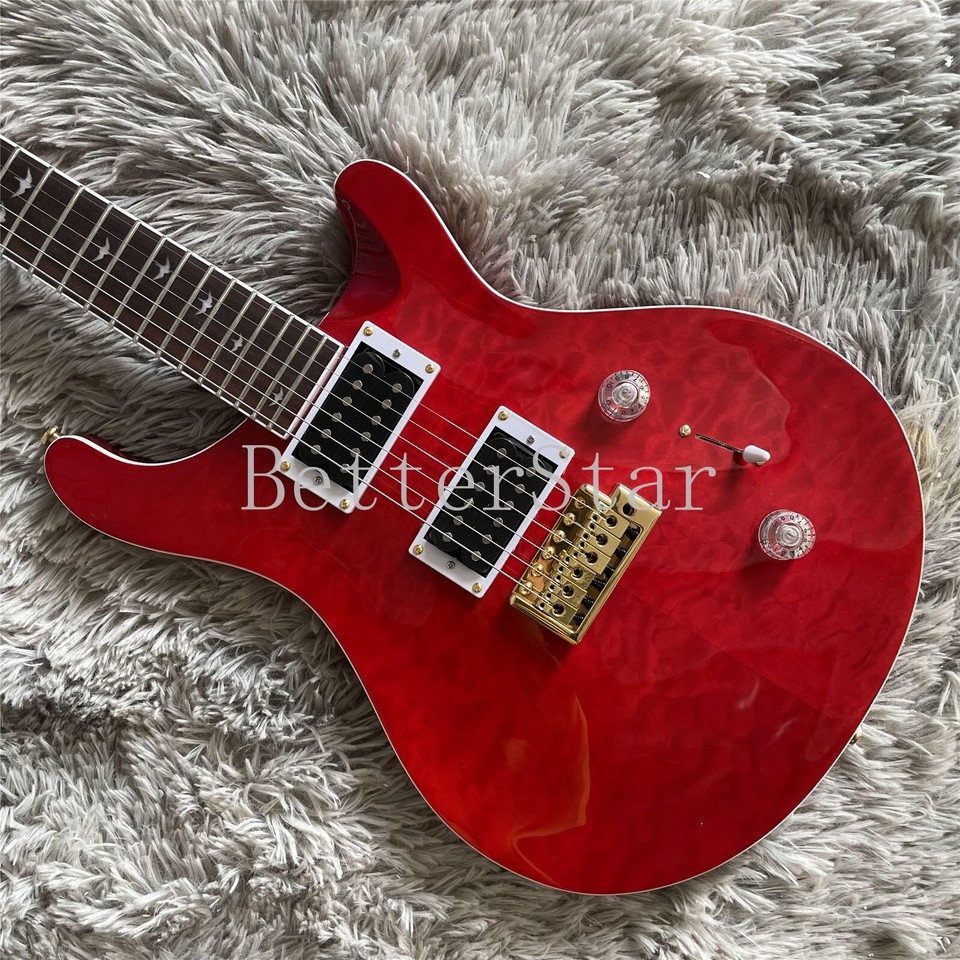 PRS Red Quilted Maple Top Electric Guitar HH Pickup Factory Mahogany ...