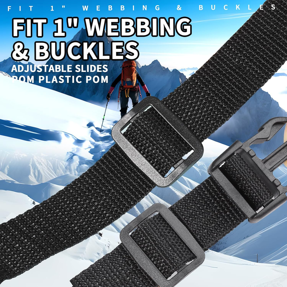 100Pcs 1 Inch Tri Glides Slides, Plastic Slide Buckle Adjustable ...