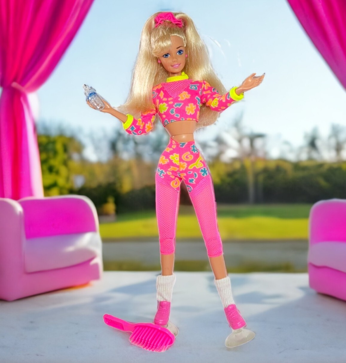 Vtg 1996 Mattel Workin Out Barbie Outfit Suction Cup Shoes Easy Workout ...