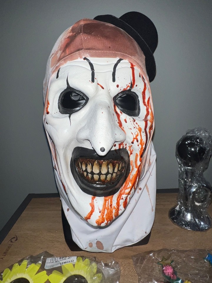 CUSTOM ARTIST BLOODY ART THE CLOWN MASK HORN GLASSES COSPLAY HALLOWEEN ...