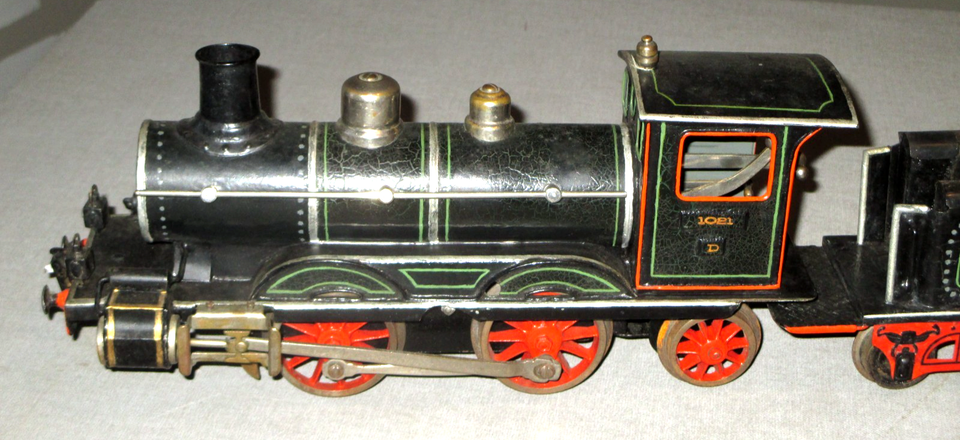 C 1910-MARKLIN-1 GAUGE TRAIN LOCOMOTIVE W TENDER- # 1021D CLOCKWORK ...