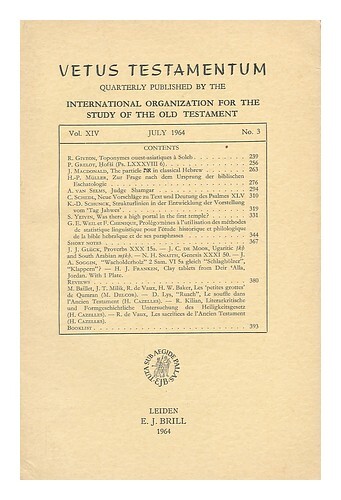 Vetus Testamentum : quarterly published by the International ...