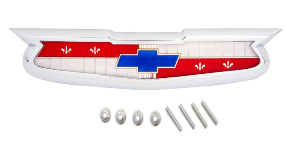 Trim Parts Hood and Trunk Emblem Set With Bezels For 1955 Chevy Bel Air ...