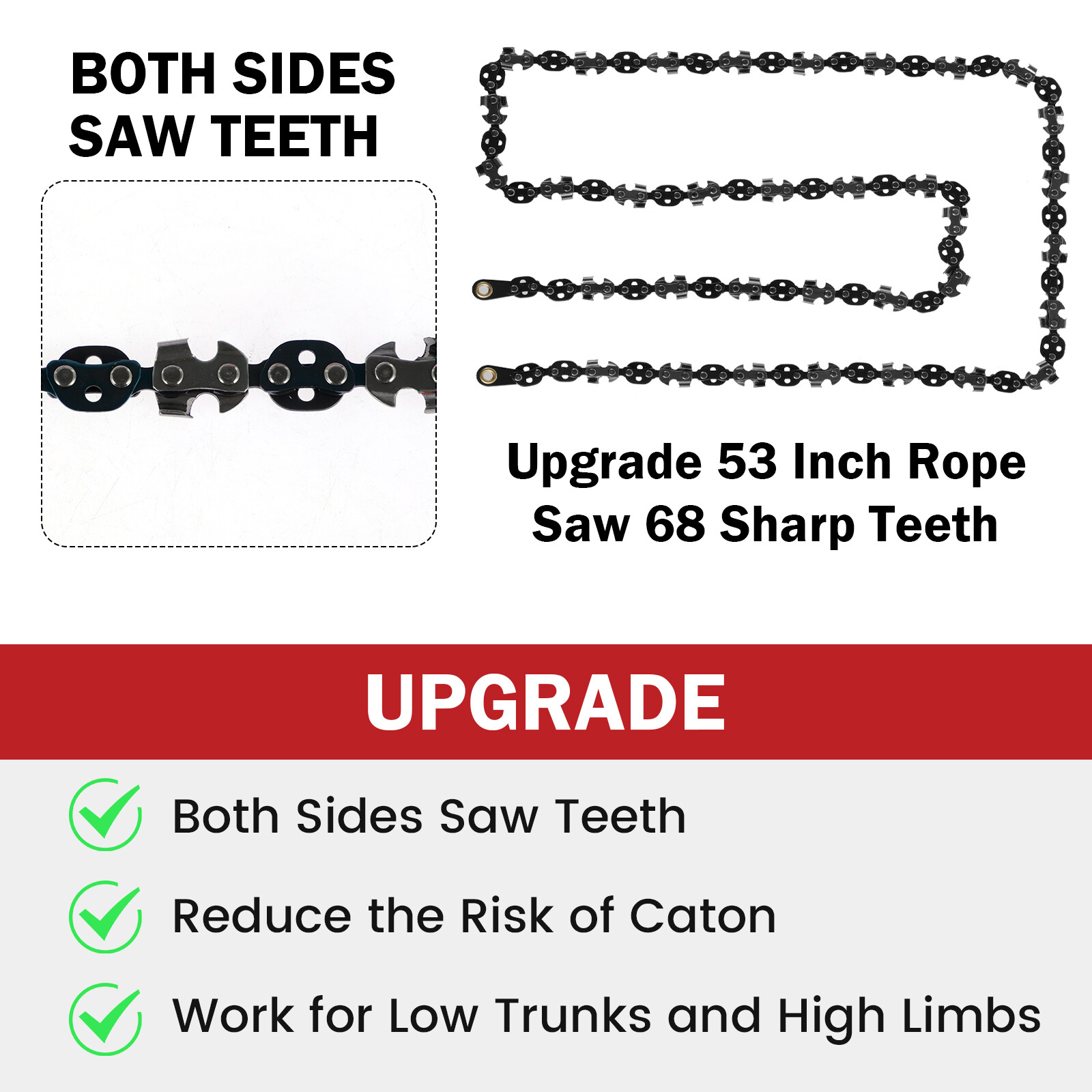 Tree Limb Rope Saw 53inch 68 Teeth High Limb Hand Rope Chainsaw ...