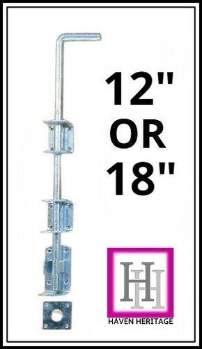 12" or 18" GALVANISED HEAVY DUTY DROP BOLT DOOR GARAGE SHED SLIDING ...