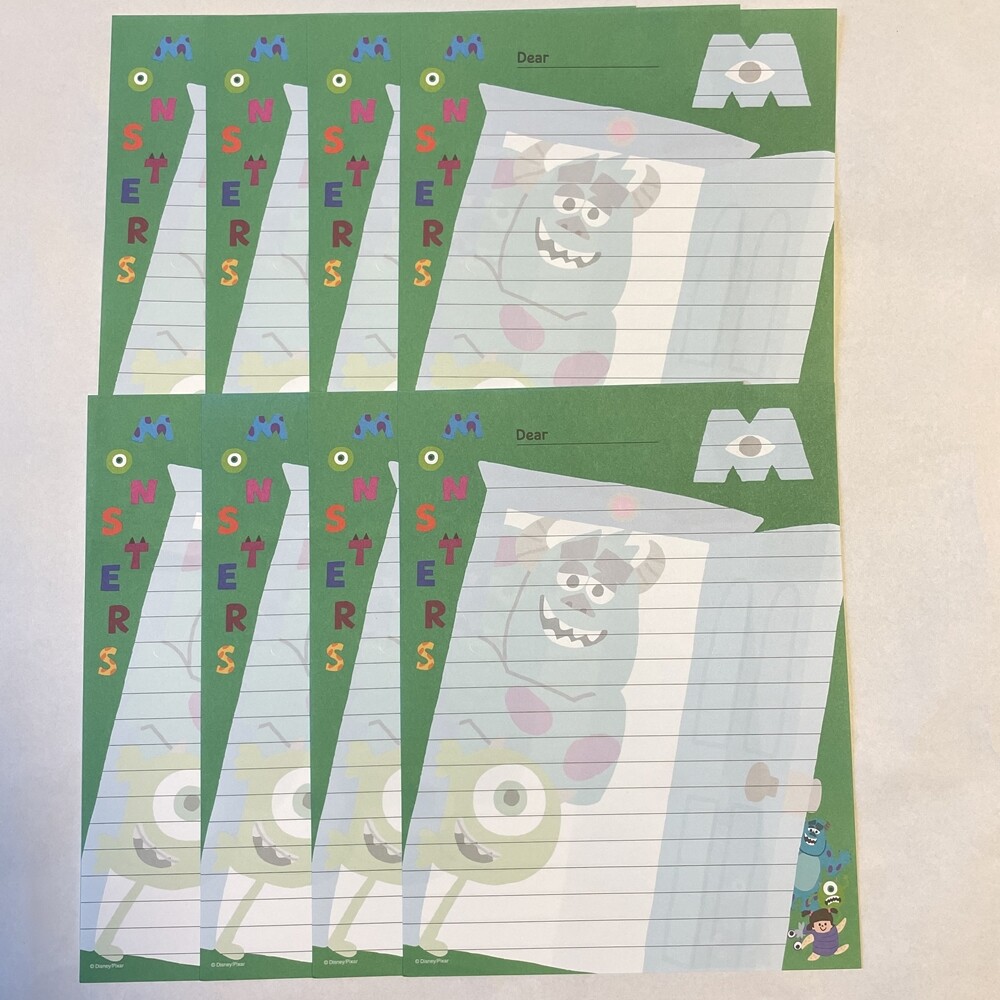 Disney Pixar Monsters Inc Stationery Letter 8 Paper 4 Envelope Set MADE ...