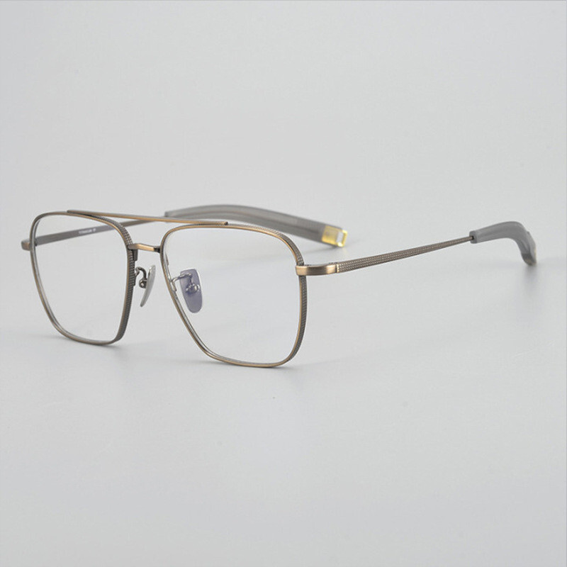 Pure Titanium Square Eyeglasses Frames Retro Big Lens Size Full Rim ...