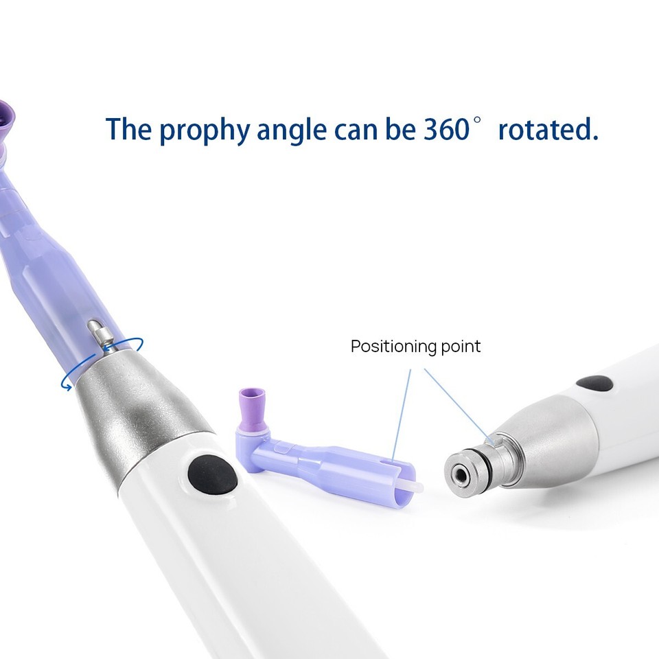 Cordless Dental Hygiene Prophy Handpiece 360° Swivel & 2 Prophy Angles ...