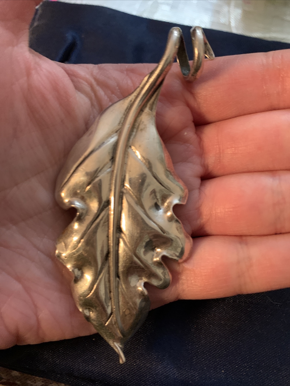 VINTAGE DESIGNER SX 925 SALLY C LARGE LONG LEAF PENDA… - Gem