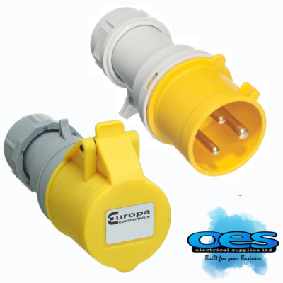 16 AMP 3 PIN 110 VOLT SITE PLUG AND SOCKET IP44 RATED INDUSTRIAL ...