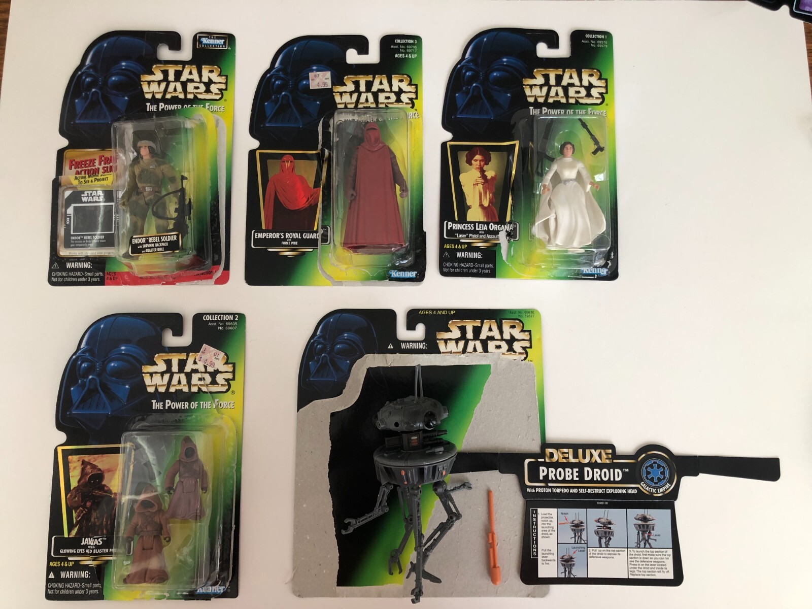 Star Wars Lot of 5 figures: Probe Droid, Endor Rebel, Jawas, Leia ...
