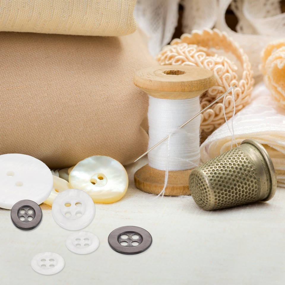 12Pcs Natural Shell Button, 4 Hole 11.5mm Mother of Pearl Button ...