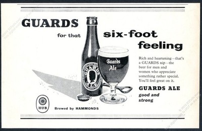 1959 Guards Ale bottle glass art vintage print ad | eBay