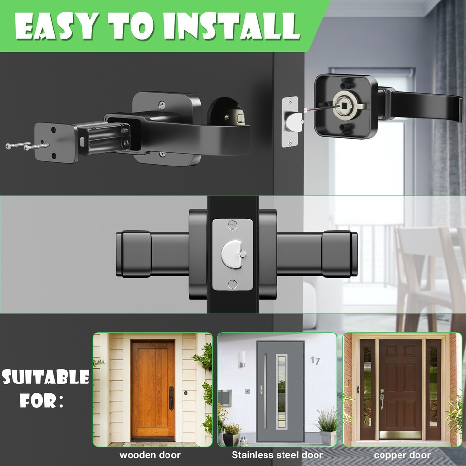 Smart Door Lock Electronic Keyless Fingerprint Door Knob WiFi Alexa ...