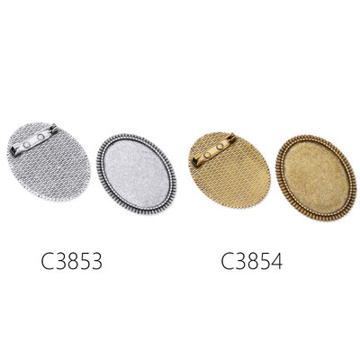 10Pcs 30*40MM Oval Shallow Bezel Brooch Pin Blank Bases Safety Brooch ...
