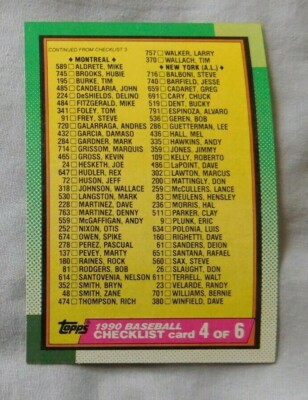 1990 Topps #526 Checklist #4 Baseball Card | eBay