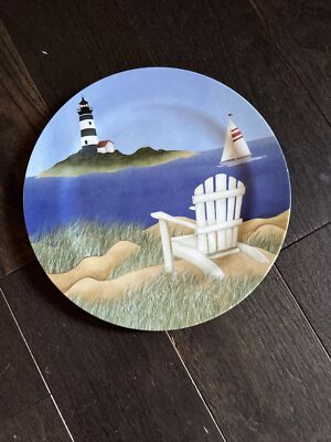 Melamine Beach Adirondack Chair Sailboat Lighthouse Dinner Plates Dish ...
