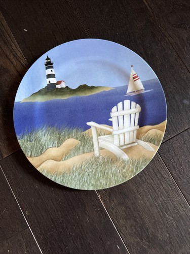 Melamine Beach Adirondack Chair Sailboat Lighthouse Dinner Plates Dish ...