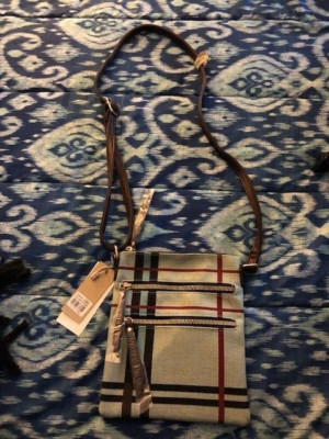 Calin Collection Peta Approved Vegan Plaid Red Blue Brown Crossbody Bag ...