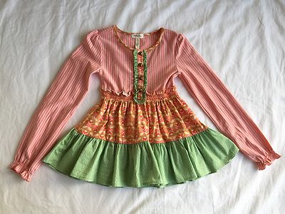 Matilda Jane Friends Forever Ashley Tunic Pink Striped Green Size 8 ...