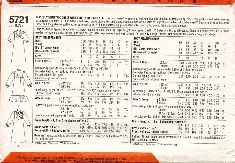 1980's VTG Simplicity Misses' Dress Pattern 5721 Size 12 UNCUT | eBay