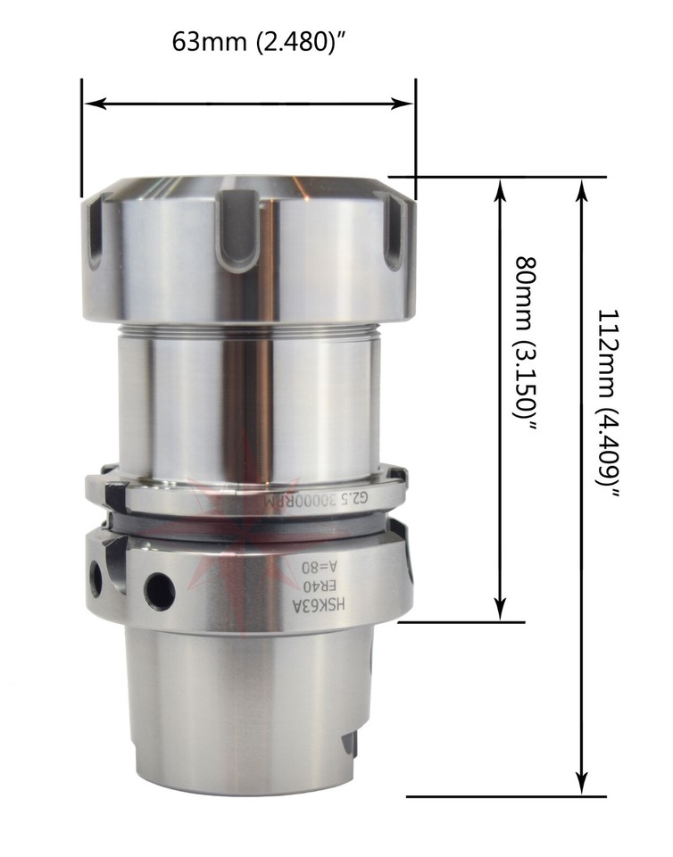HSK63A-ER40-80 Collet Chuck Tool Holder G2.5 30k RPM CNC machine HSK ...