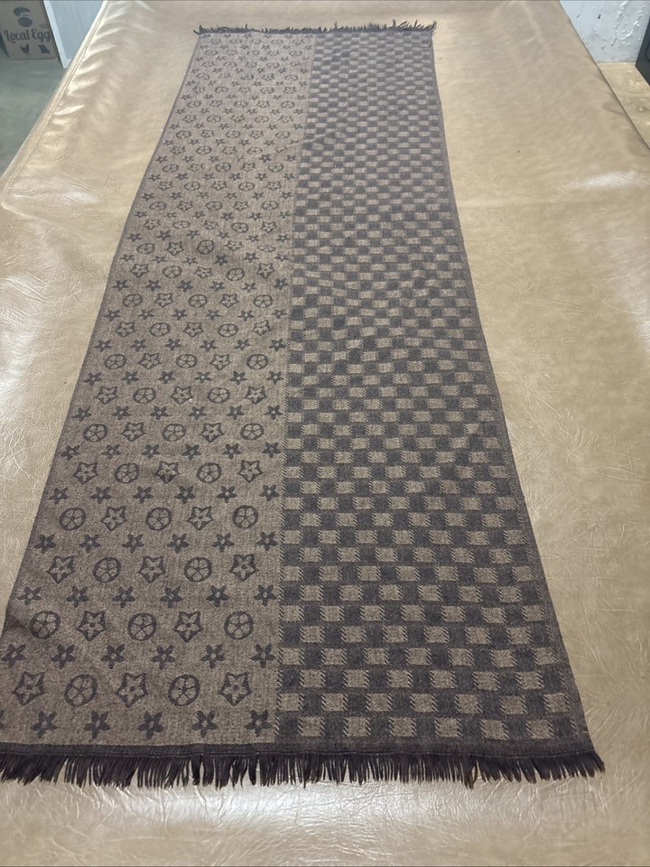 Louis Vuitton Men's Plaid Pattern Scarf 95% Cashmere 72x12.5 Inches | eBay