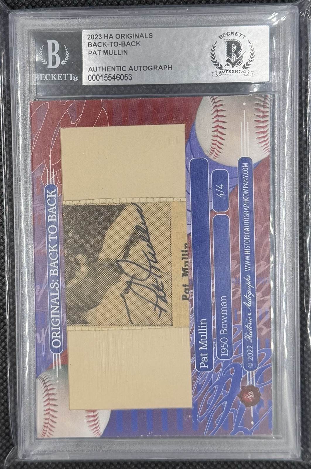 2023 HA ORIGINALS BACK TO BACK PAT MULLIN 1950 BOWMAN & CUT AUTO ...