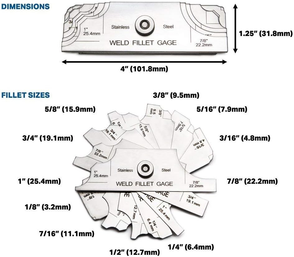 Chiloskit MG-11 Metal Welding Tool Weld Fillet Gages Set Sliver | eBay