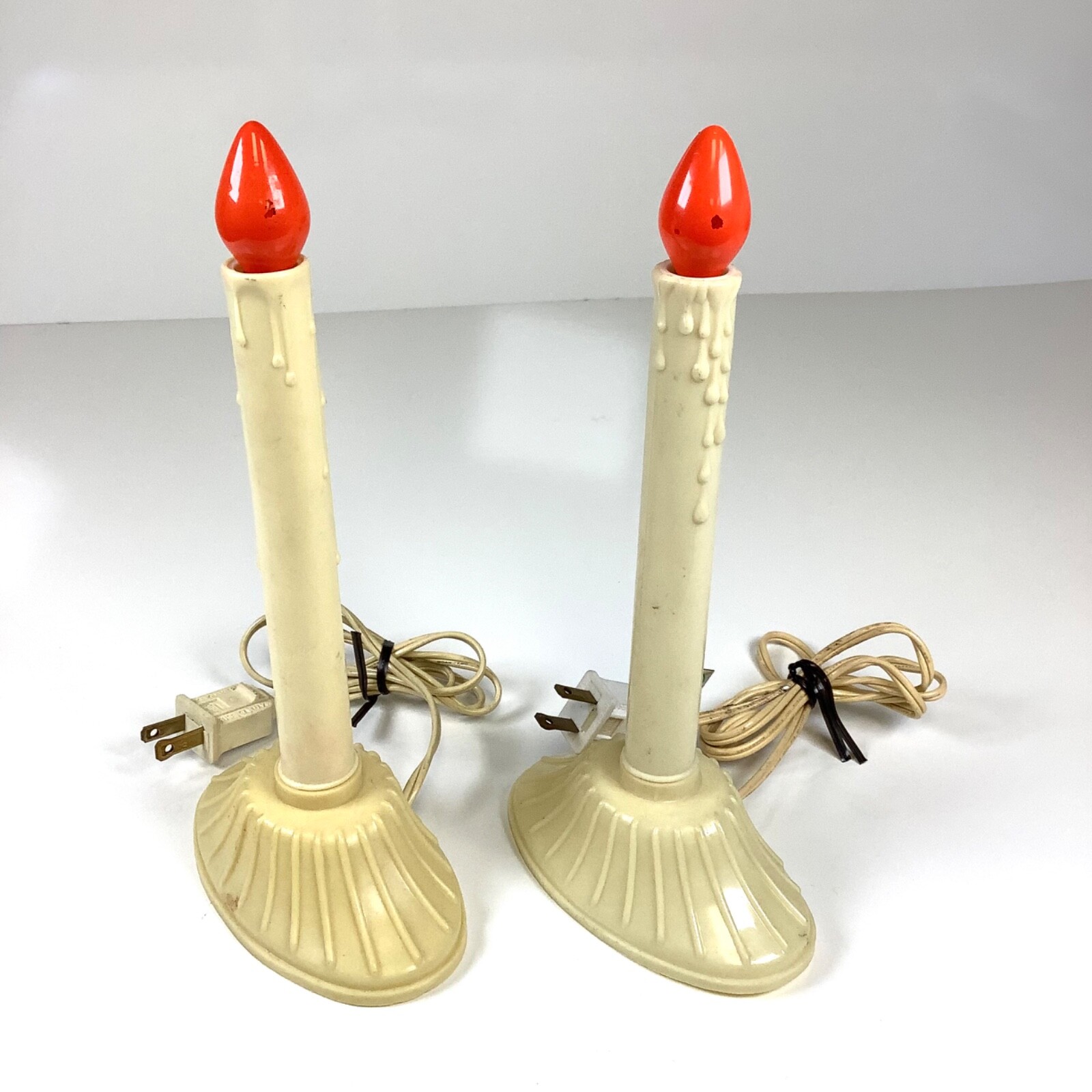 Vintage Set of 2 Christmas Candolier Candle Lights Plastic Drip Window ...