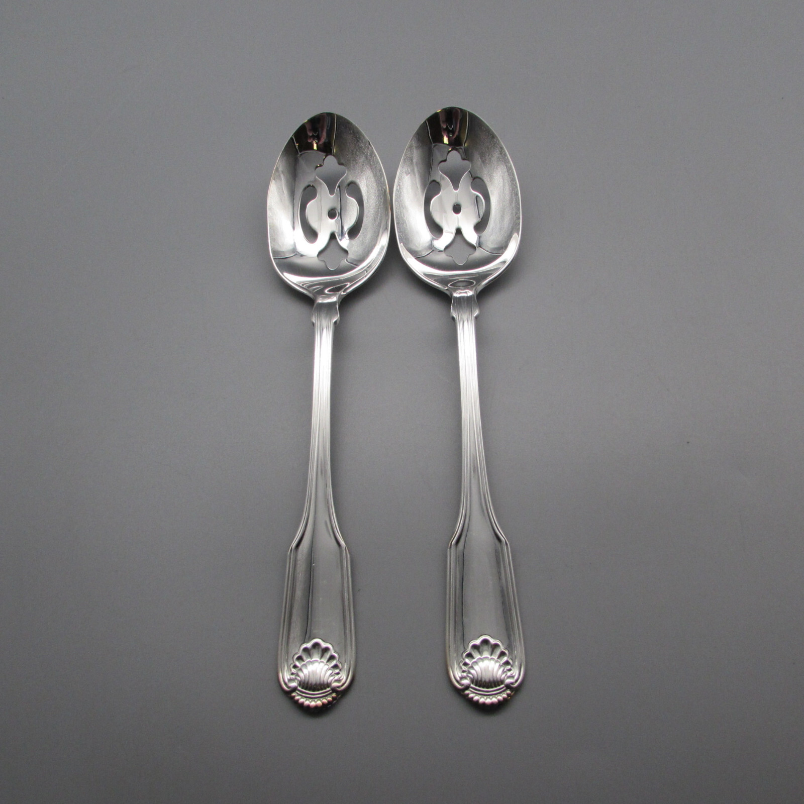 Oneida Silverplate Silver Shell Slotted Spoons - Set of Two NOS USA ...