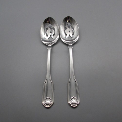 Oneida Silverplate Silver Shell Slotted Spoons - Set of Two NOS USA ...