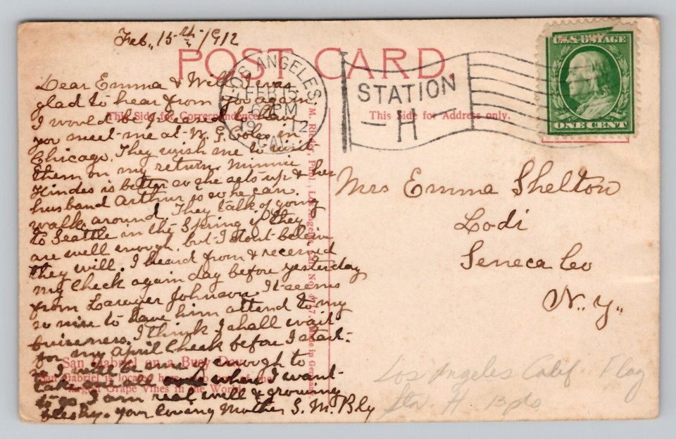 San Gabriel CA Street Scene Trolley Tracks Grape Vine Stores c1912 DB ...