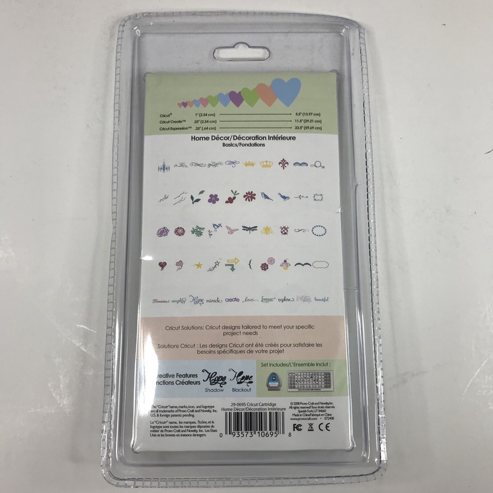 Cricut Cartridge Provo Craft Home Décor W/ Cartridge Overlay & Book ...
