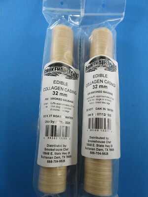 32mm BEEF Collagen Sausage casings for 40 LBs Smoked Links USA EASY TO ...