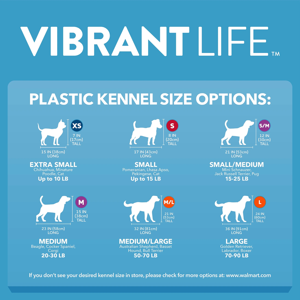 Vibrant Life Portable Dog Kennel, Hard-Sided Carrier for Pets 50-70 lbs ...