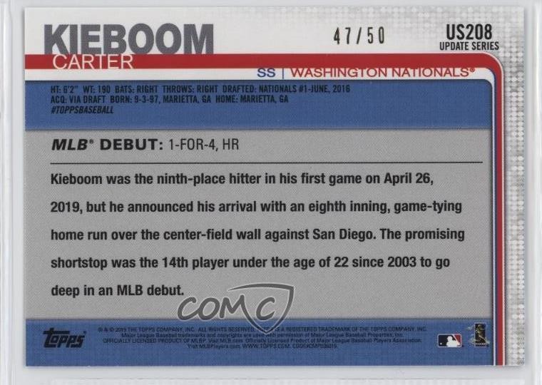 2019 Topps Update Debut Father's Day Blue 47/50 Carter Kieboom Rookie ...
